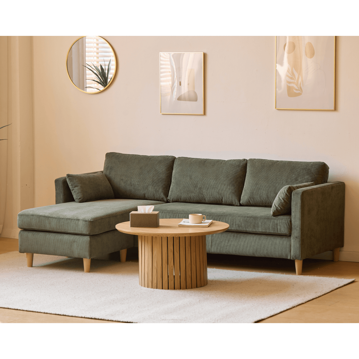 Chaiselong sofa grøn fløjl - Ellis → Spar nu