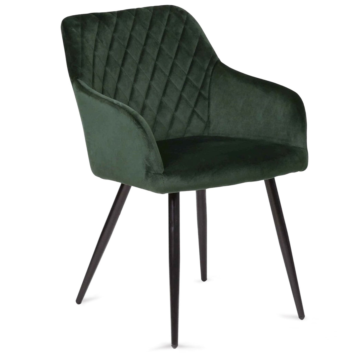 Carlo spisebordsstol - Grøn velour med armlæn. Mærker på ben/stof (OU1