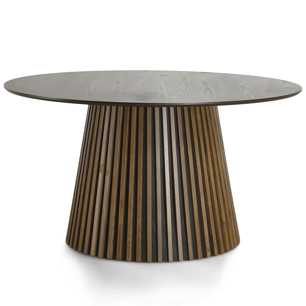 Lewis - Lamel rundt Spisebord I røget Egefiner Ø140 cm– Nimara.dk