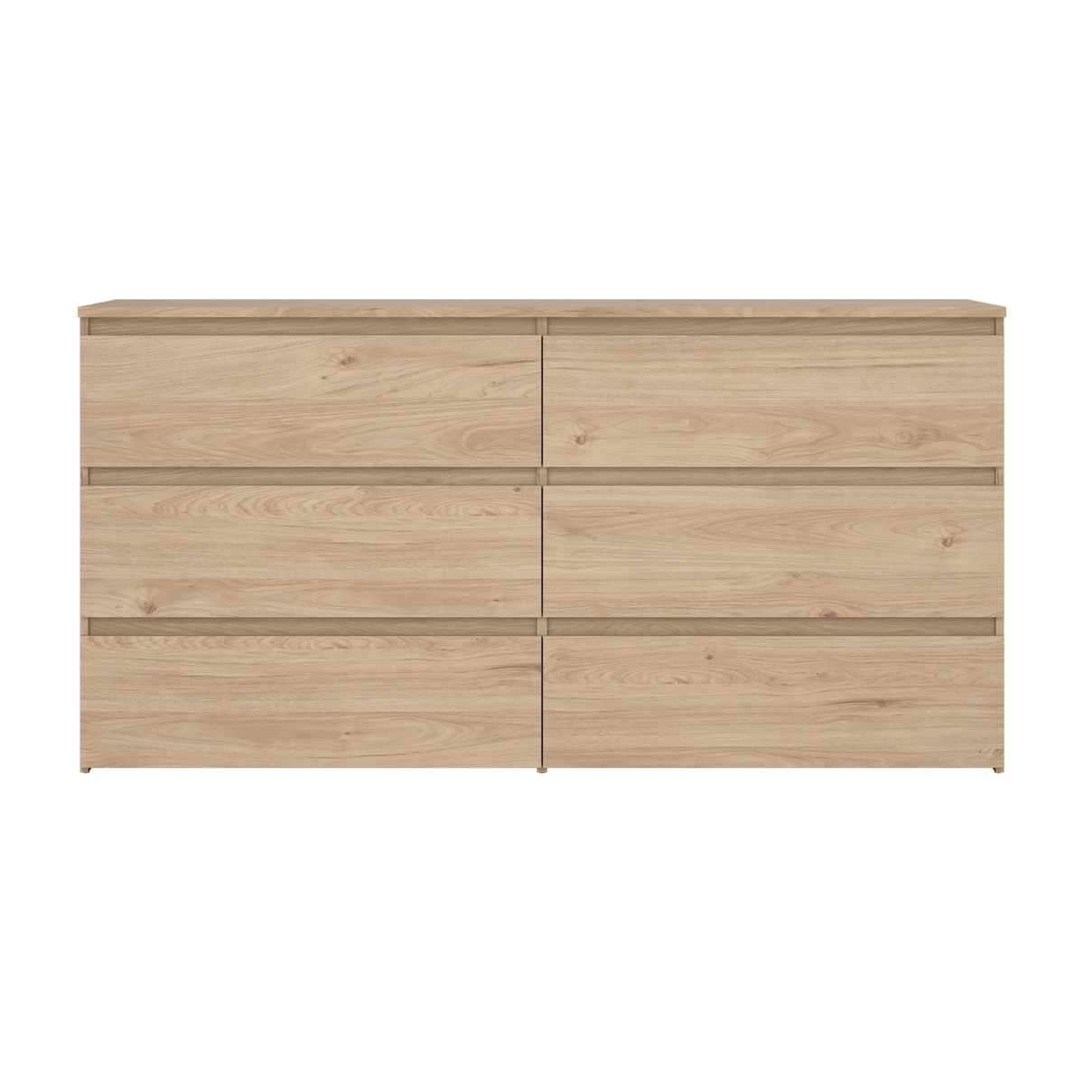 Maise kommode H:70 x B:138 x B:41 cm med 6 skuffer i egelook