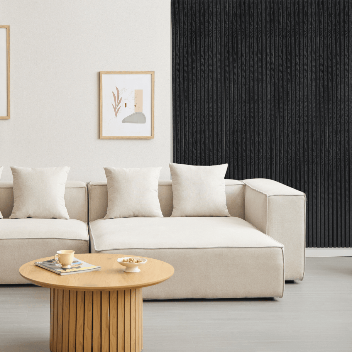 Akustikpanel sort trælook 2400x520 mm → Hurtig levering