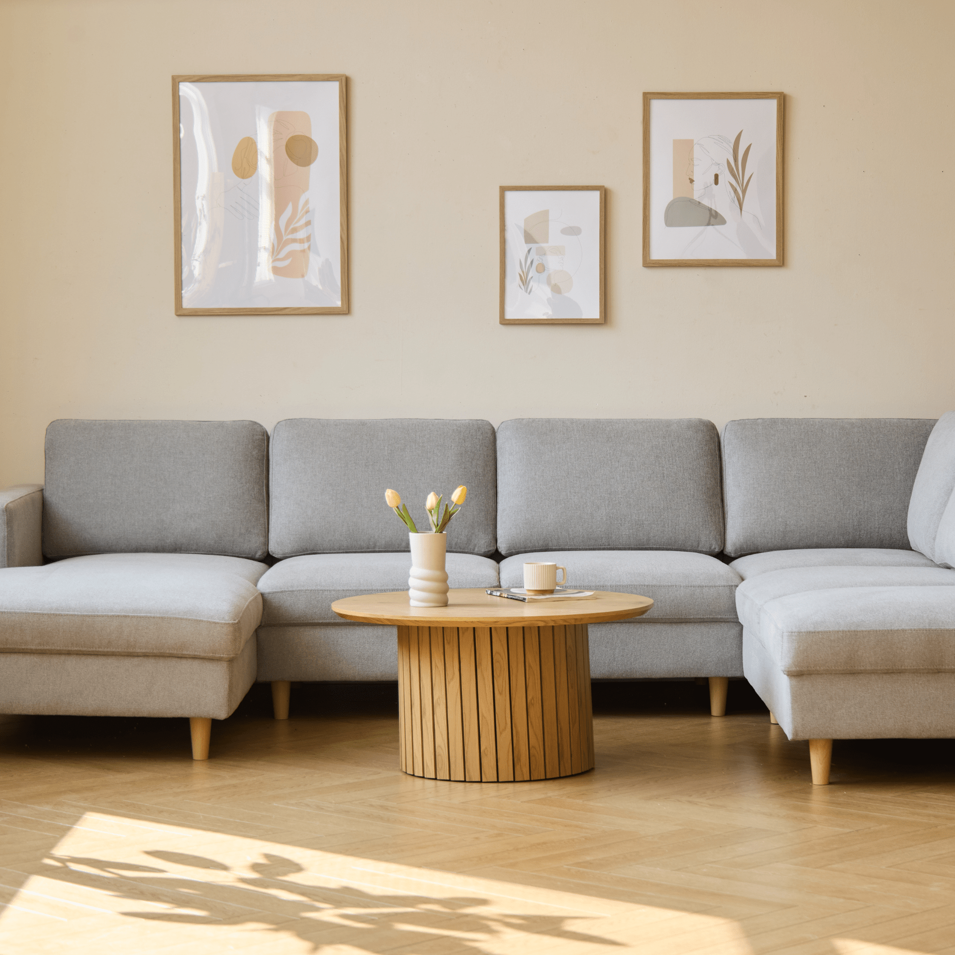 Chaiselong sofa i lys grå - Jennifer 300x208 cm → Hurtig levering