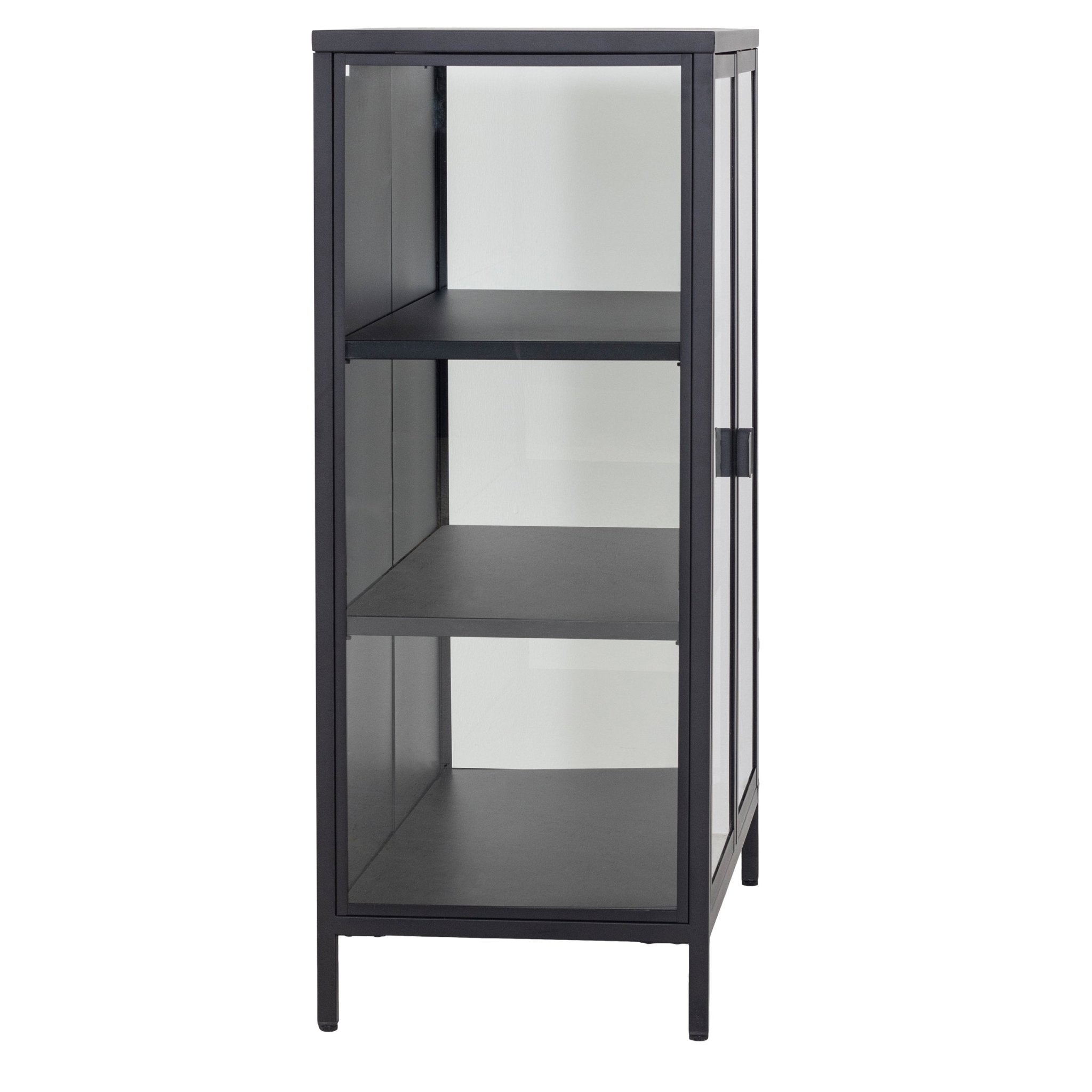 Herman - Vitrineskab/skænk i glas og sort metal | 80x40x105cm
