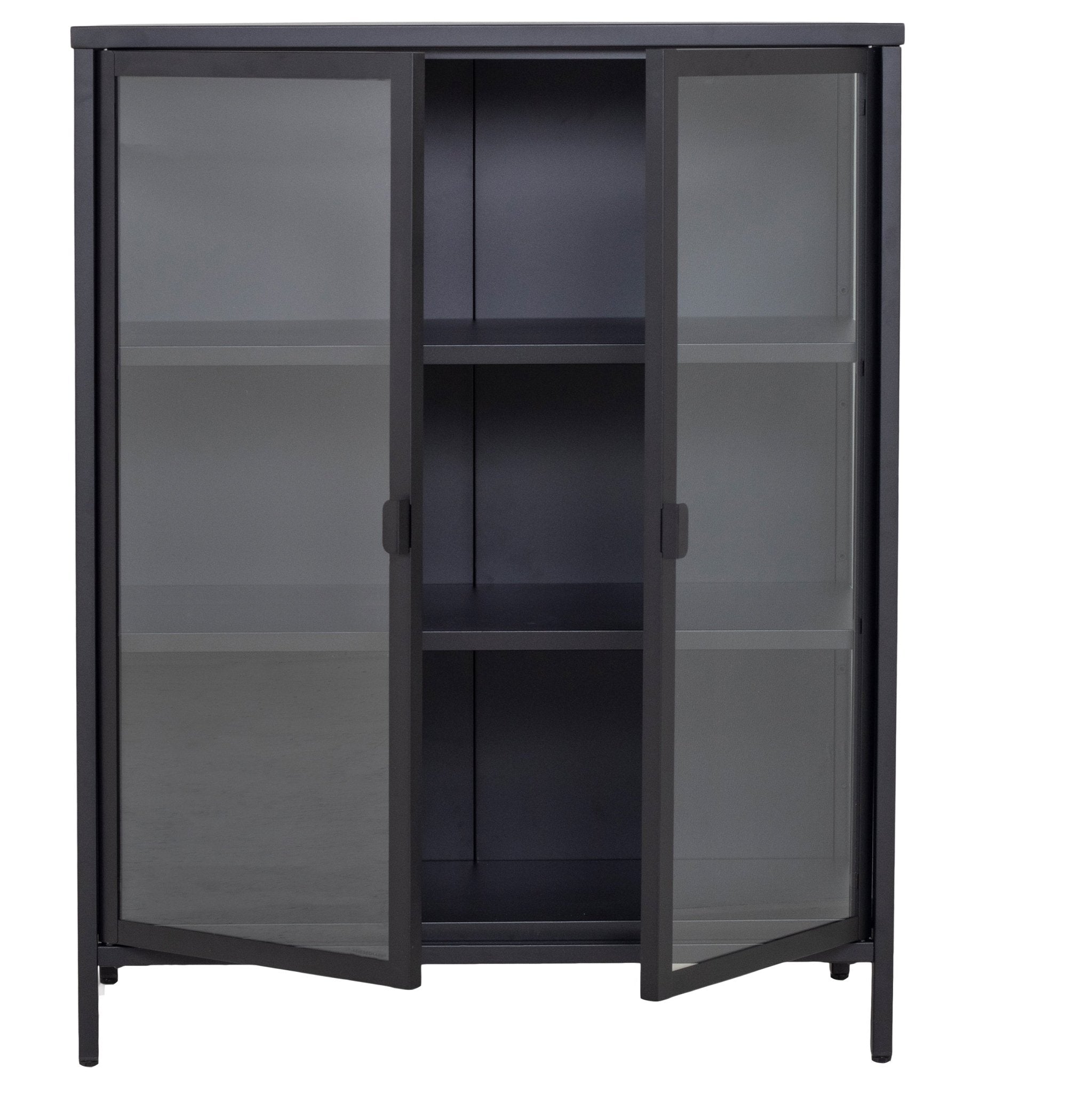 Herman - Vitrineskab/skænk i glas og sort metal | 80x40x105cm