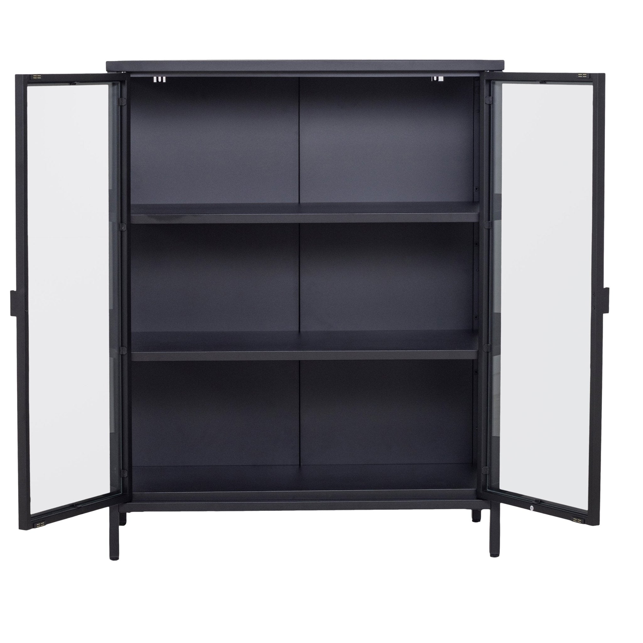 Herman - Vitrineskab/skænk i glas og sort metal | 80x40x105cm