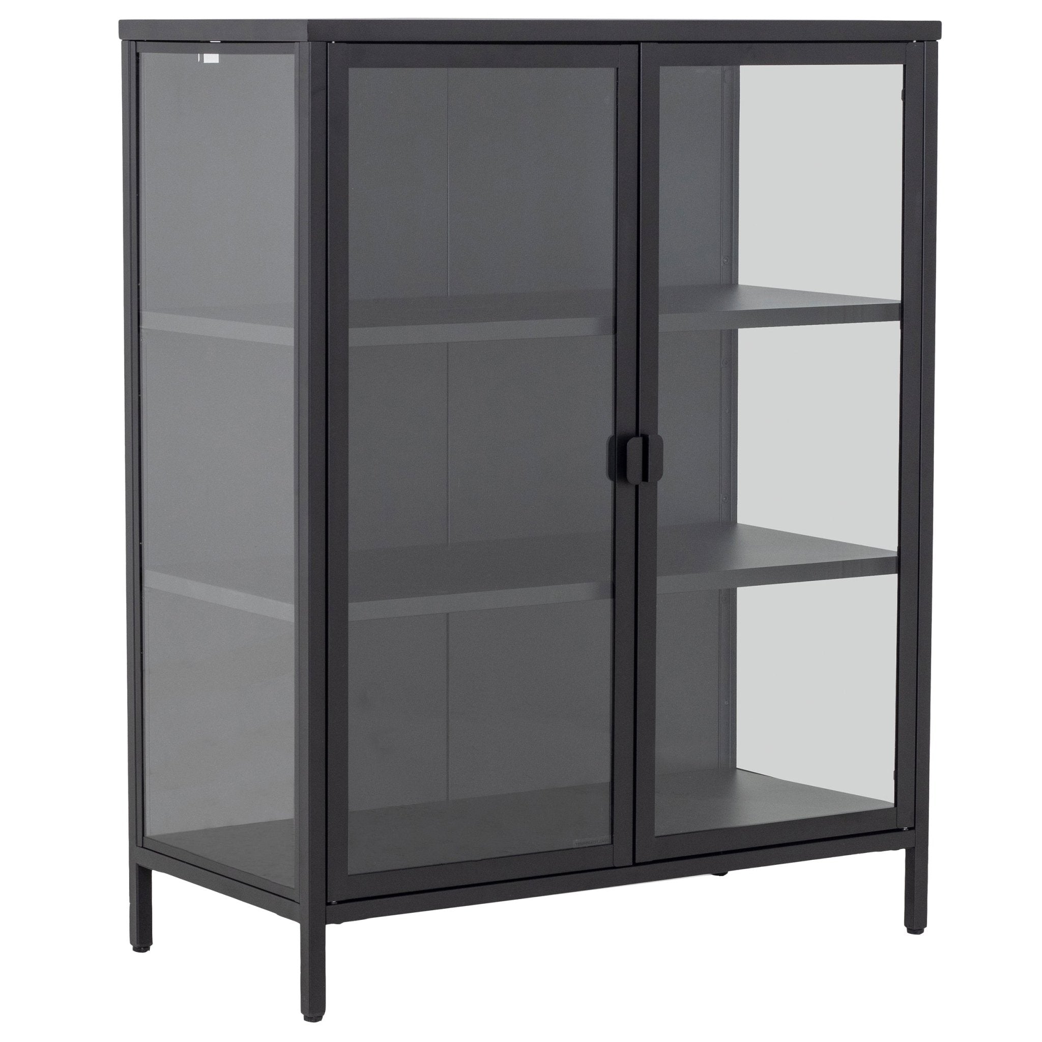 Herman - Vitrineskab/skænk i glas og sort metal | 80x40x105cm
