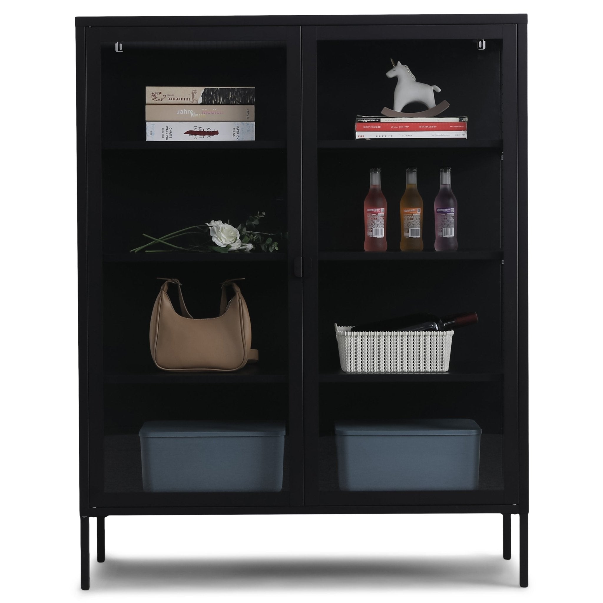 Herman - Vitrineskab i sort metal og glas | 110x40x140cm