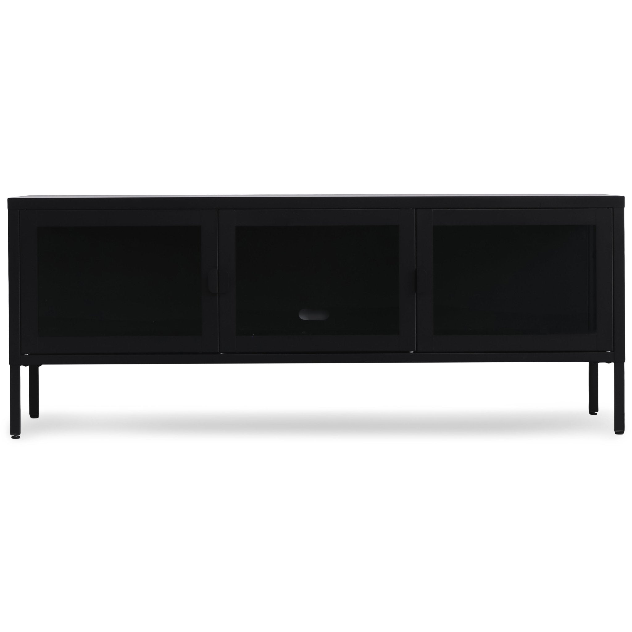 Herman - Tv bord i sort metal og glas | 130x40x50cm– Nimara.dk