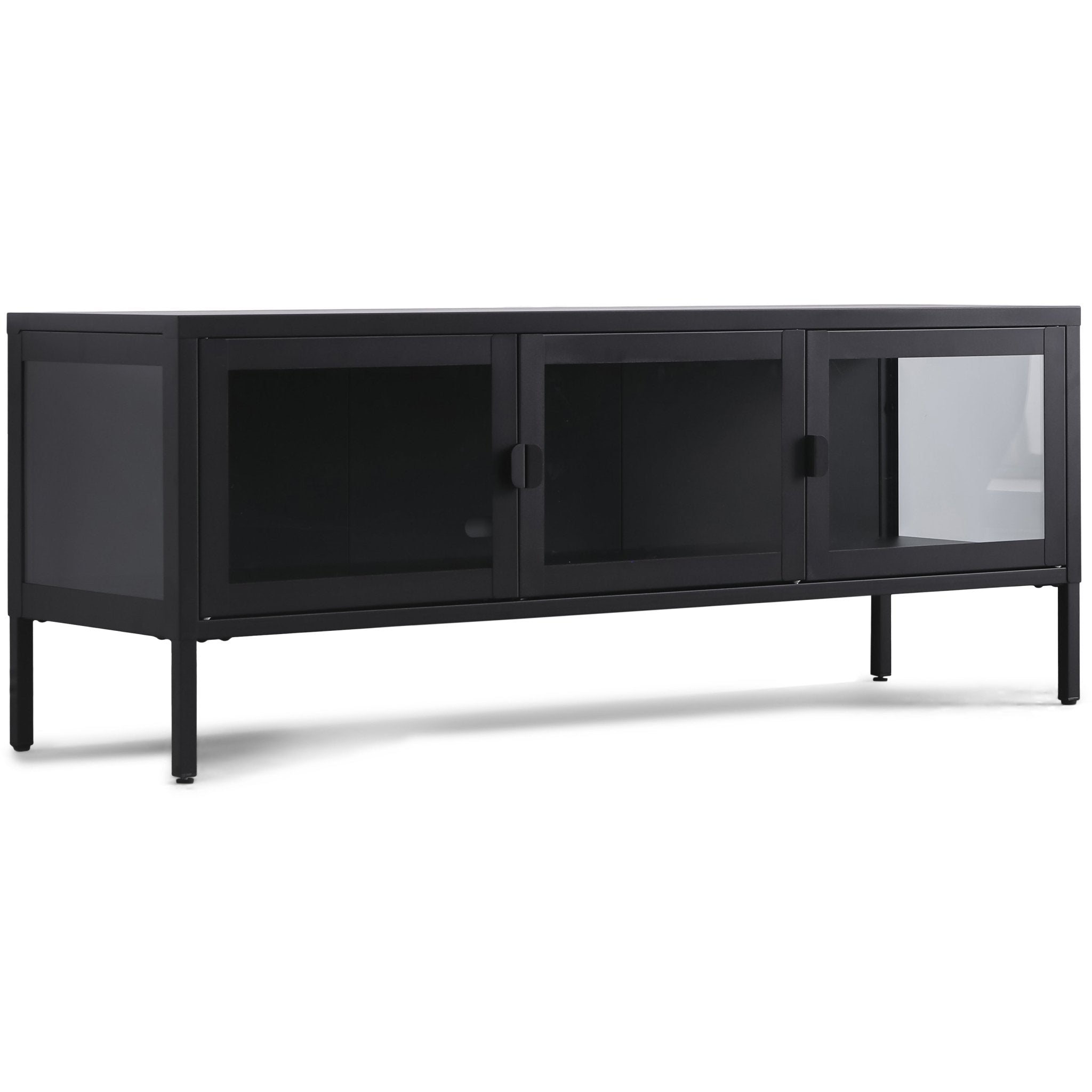 Herman - Tv bord i sort metal og glas | 130x40x50cm– Nimara.dk